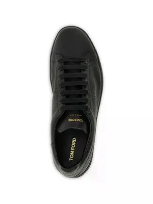 TOM FORD Perforated-logo Leather Sneakers - Black