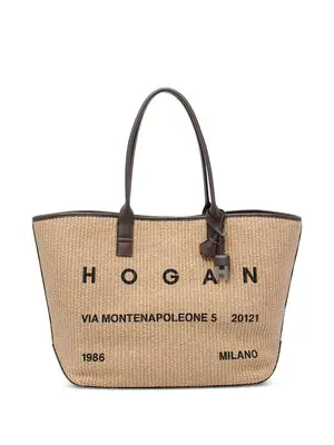 Hogan Medium Raffia Tote - Beige