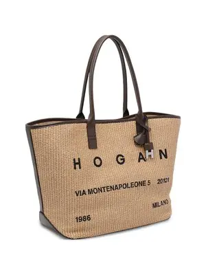 Hogan Medium Raffia Tote - Beige