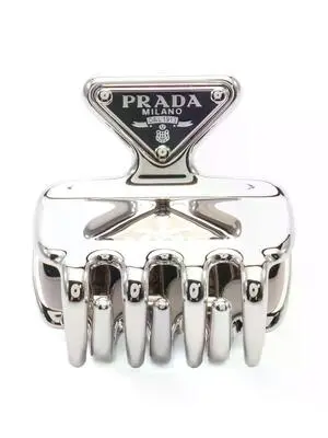 Prada Triangle-logo Hair Clip - Silver