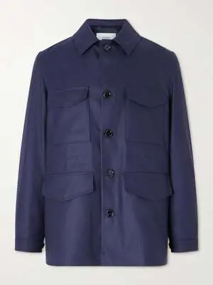 LARDINI Cashmere And Modal-blend Twill Field Jacket - Navy