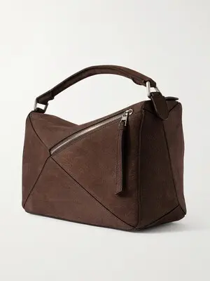 Loewe Puzzle Edge Large Logo-debossed Nubuck Messenger Bag - Brown