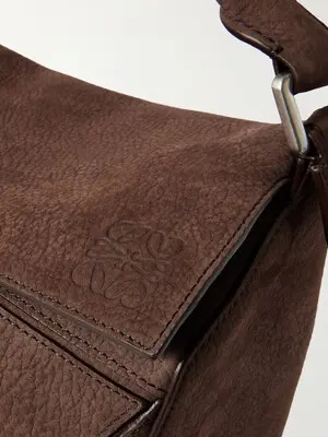 Loewe Puzzle Edge Large Logo-debossed Nubuck Messenger Bag - Brown