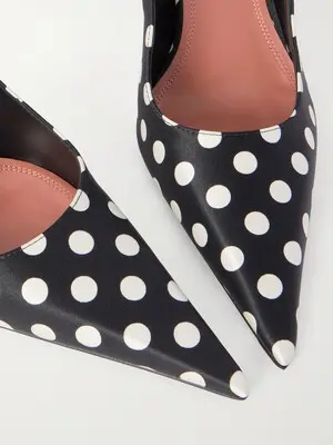 Amina Muaddi Barbara Polka-dot Satin Pumps