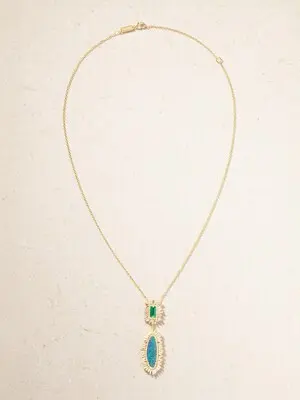 SUZANNE KALAN 18-karat Gold Multi-stone Necklace - Green