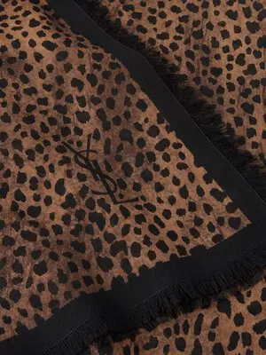 Saint Laurent Fringed Leopard-print Wool Scarf