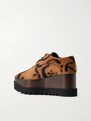 Stella McCartney Elyse Animal-print Velvet Platform Brogues - Animal Print