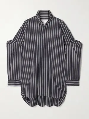 Sacai Oversized Striped Poplin Shirt - Blue