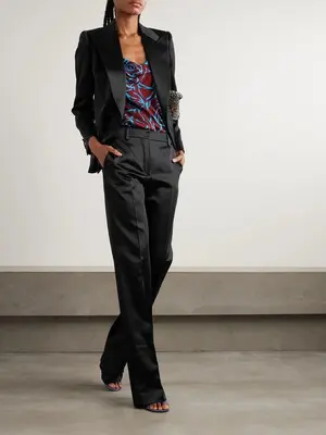 Dries Van Noten Washed Cotton-blend Satin Slim-leg Pants