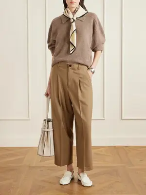Maria Mcmanus Cropped Pleated Wool-blend Wide-leg Pants