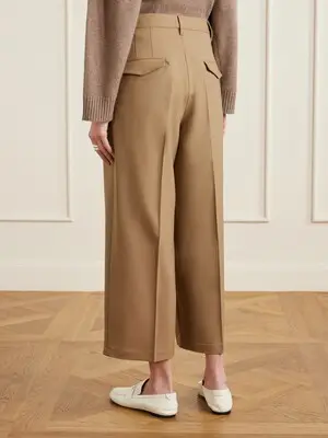 Maria Mcmanus Cropped Pleated Wool-blend Wide-leg Pants