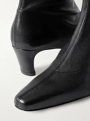 Staud Wally Sock Leather Ankle Boots - Black