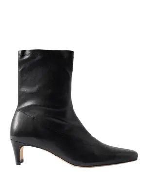 Staud Wally Sock Leather Ankle Boots - Black