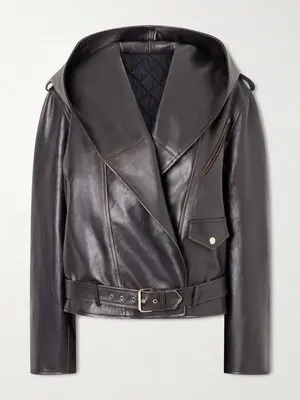 Alaïa Belted Leather Biker Jacket - Brown