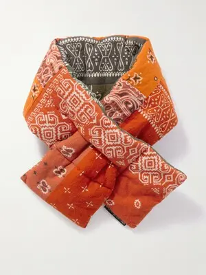 Kapital Kesa Reversible Quilted Cotton-flannel Scarf - Orange