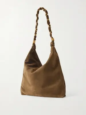 Saint Laurent Amalia Medium Suede Tote - Brown