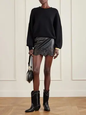 Isabel Marant Natea Laser-cut Leather Mini Skirt