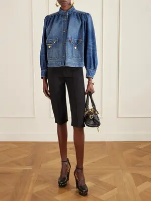 Chloé Embellished Organic Denim Jacket - Blue