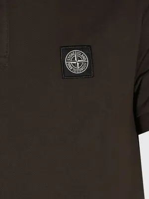 Stone Island Piqué Cotton Polo Shirt With Compass Logo Patch - Grey