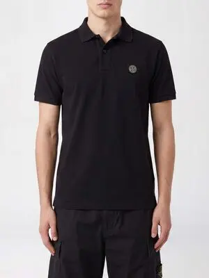 Stone Island Piqué Cotton Polo Shirt With Compass Logo Patch - Navy