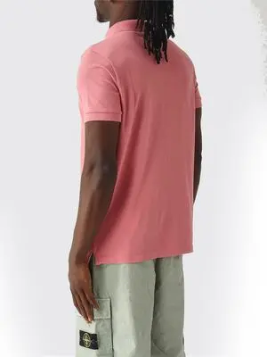 Stone Island Piqué Cotton Polo Shirt With Compass Logo Patch - Pink