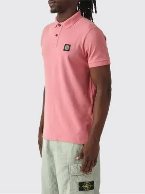 Stone Island Piqué Cotton Polo Shirt With Compass Logo Patch - Pink