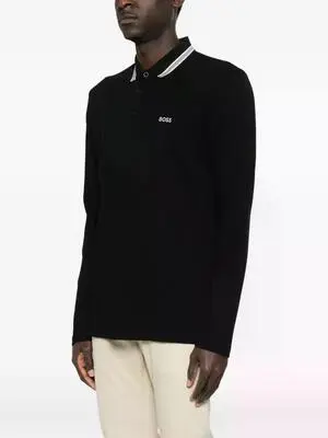 BOSS Long-sleeved Cotton Piqué Polo Shirt