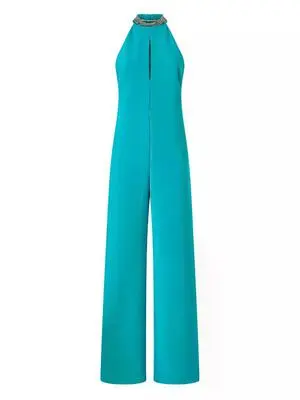Pinko Beaded Halter Jumpsuit - Blue