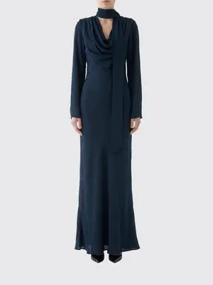 ROTATE BY BIRGER CHRISTENSEN Maxi Dress With Cowl Neck And Long Sleeves - Blue