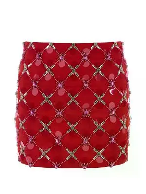 DES_PHEMMES Beaded Mini Skirt - Red