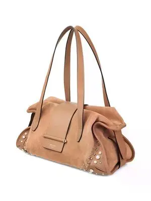 JIMMY CHOO Medium Bar Studded Suede Holdall - Brown