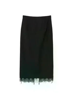 LESS Lace-trim Midi Skirt
