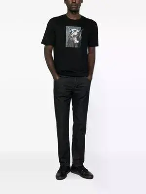 BOSS Cotton-jersey T-shirt With Animal Artwork - Black
