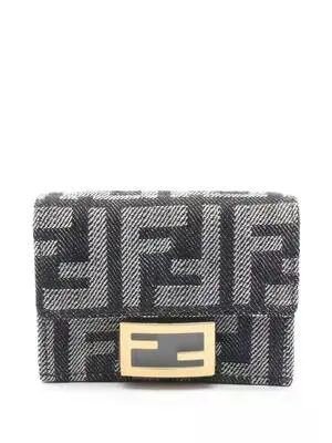 Fendi 2020s Baguette Micro Jacquard Trifold Wallet - Blue