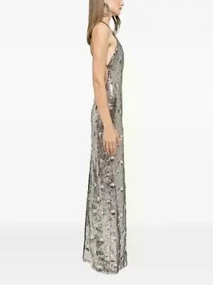NISSA Sequined Open-back Maxi Dress