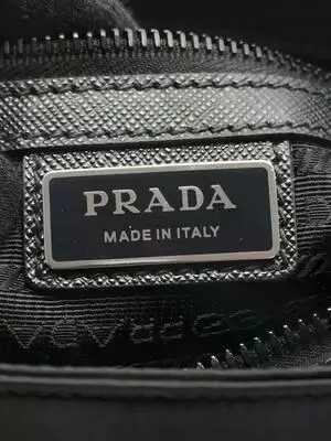 Prada Leather-trim Shoulder Bag - Black