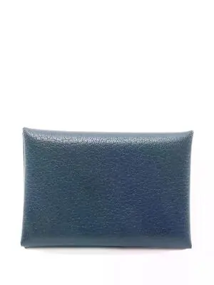 Hermès 2023 Calvi Duo Leather Card Holder - Blue