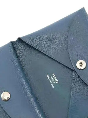 Hermès 2023 Calvi Duo Leather Card Holder - Blue