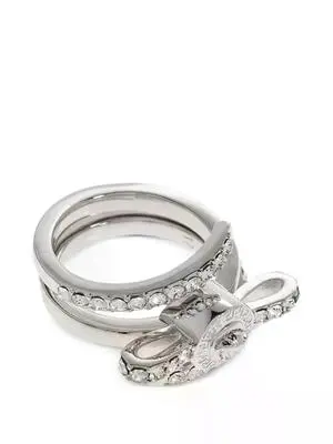 Versace Medusa Motif Crystal Embellished Band Ring