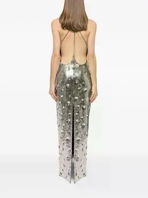 NISSA Sequined Halterneck Gown With Open Back And Slit