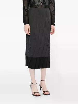 LESS Pleated Patchwork Midi Skirt