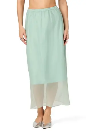 Astr The Label Keyara Sheer Overlay Midi Skirt - Mint