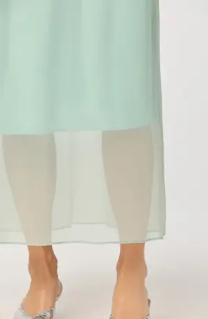 Astr The Label Keyara Sheer Overlay Midi Skirt
