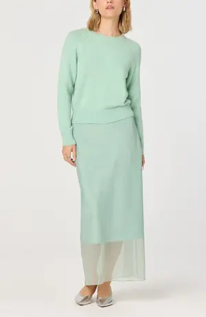Astr The Label Keyara Sheer Overlay Midi Skirt
