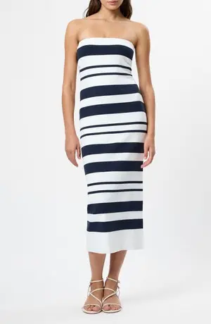 French Connection Stripe Strapless Midi Dress
