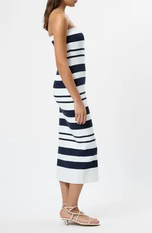 French Connection Stripe Strapless Midi Dress