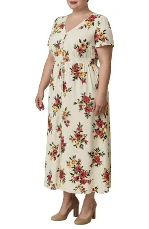STANDARDS & PRACTICES Floral Midi Shirtdress