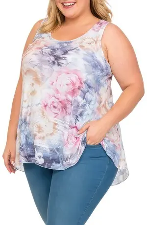 STANDARDS & PRACTICES Rose Print Mesh Top