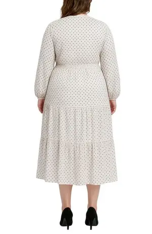 STANDARDS & PRACTICES Polka Dot Long Sleeve Midi Dress