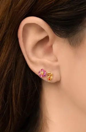 GIRLS CREW X Disney Lilo And Stitch Mismatched Stud Earrings - Gold